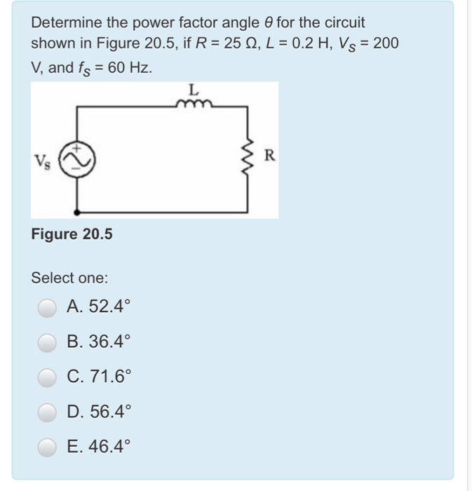 Solved Determine the power factor angle 6 for the circuit | Chegg.com