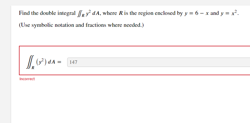 Solved Find the double integral \\( \\iint_{R} y^{2} d A | Chegg.com