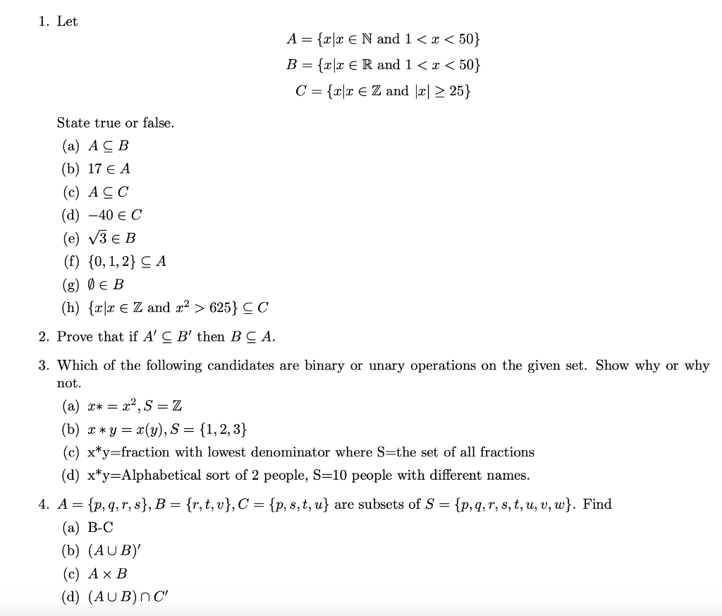 Solved 1. Let A={x∣x∈N and 1 | Chegg.com