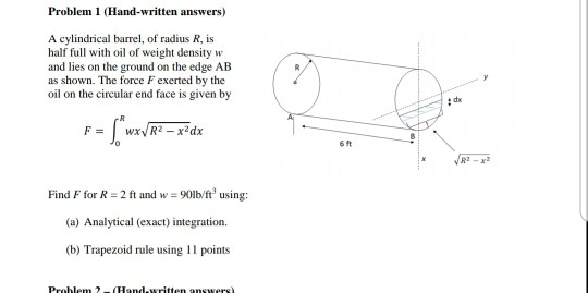 Solved Problem 1 (Hand-written answers A cylindrical barrel, | Chegg.com