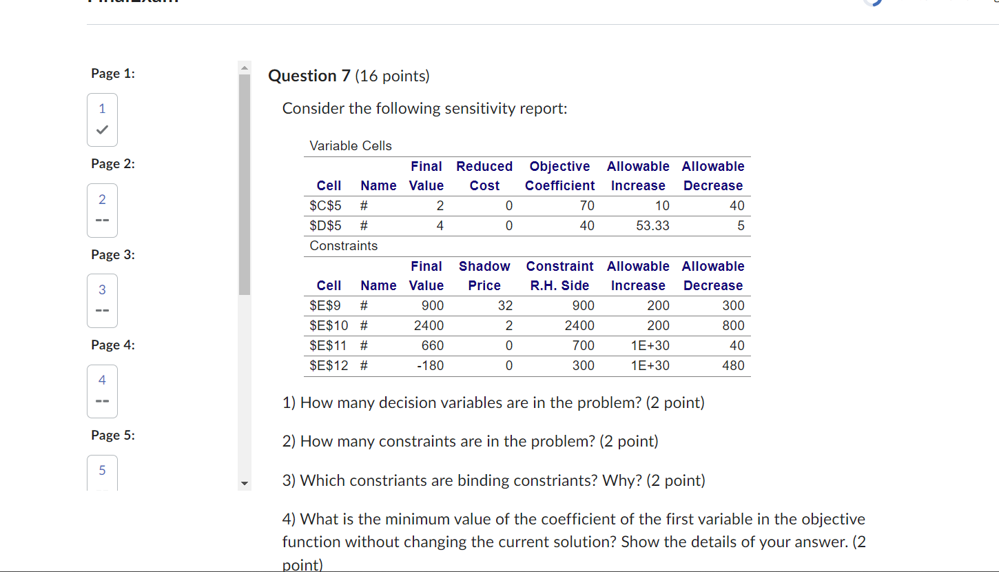 Solved Question 7 (16 ﻿points)Consider the following | Chegg.com