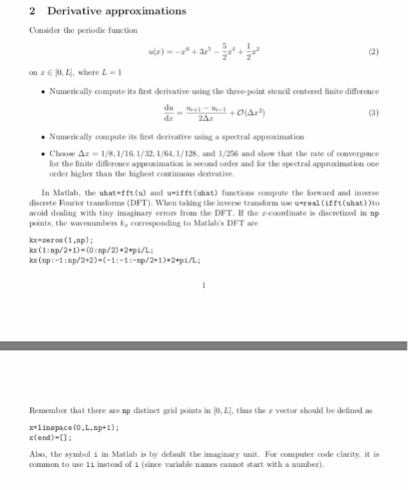 Solved 2 Derivative approximations Consider the periodic | Chegg.com