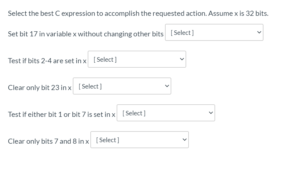 Select the best C expression to accomplish the | Chegg.com