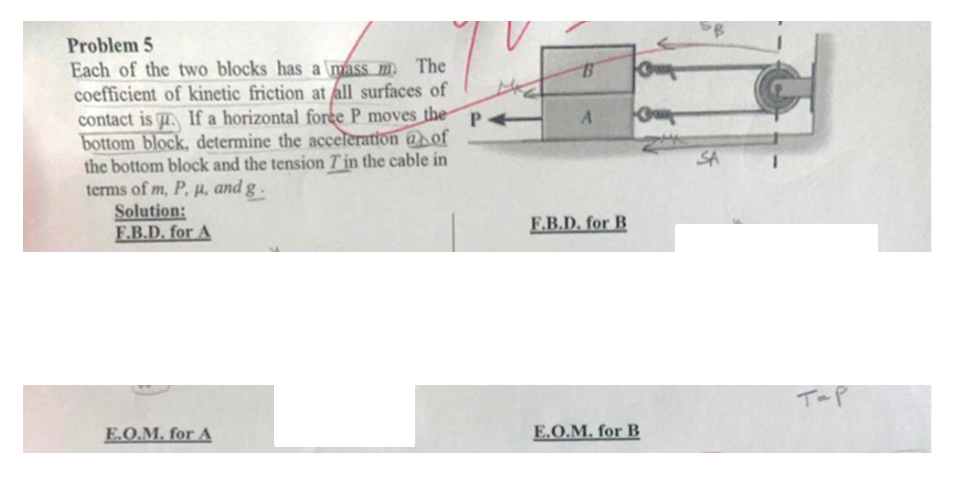 Solved p. Problem 5 Each of the two blocks has a mass m The | Chegg.com
