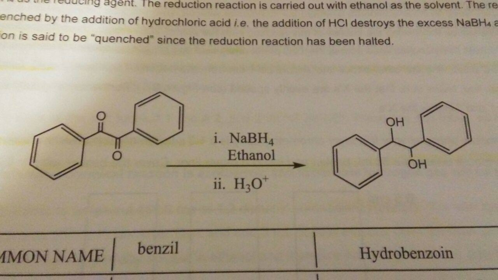 Solved Hello, I will be performing a reduction reaction of a | Chegg.com