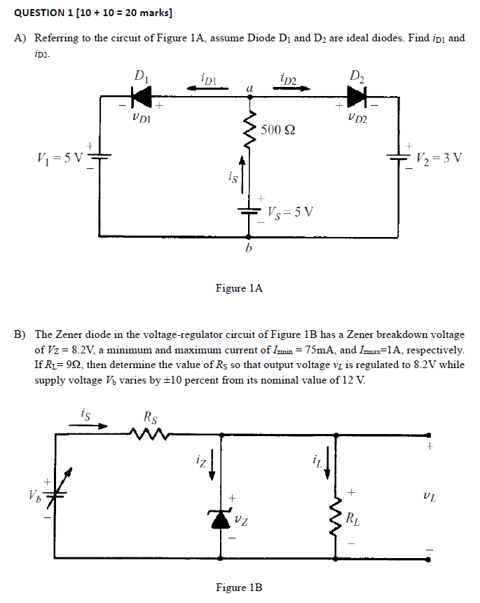 [Solved]: A) Referring to the circuit of Figure 1A, assume