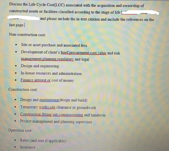 Solved Discuss the Life Cycle Cost(LCC) associated with the | Chegg.com