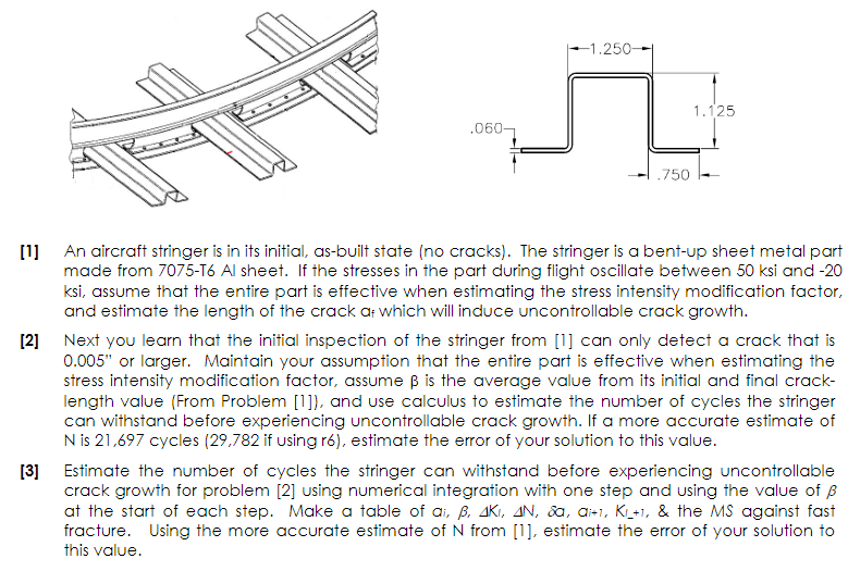 Solved [1] An aircraft stringer is in its initial, as-built | Chegg.com