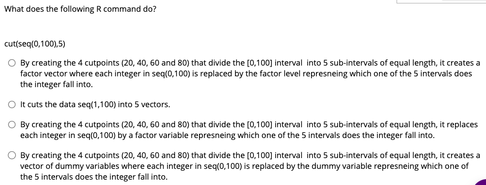 Solved What does the following R command do? | Chegg.com