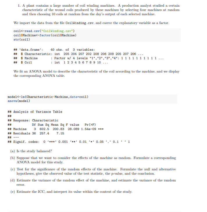 1. A plant contains a large number of coil winding | Chegg.com