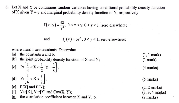 Solved 6. Let X and Y be continuous random variables having | Chegg.com
