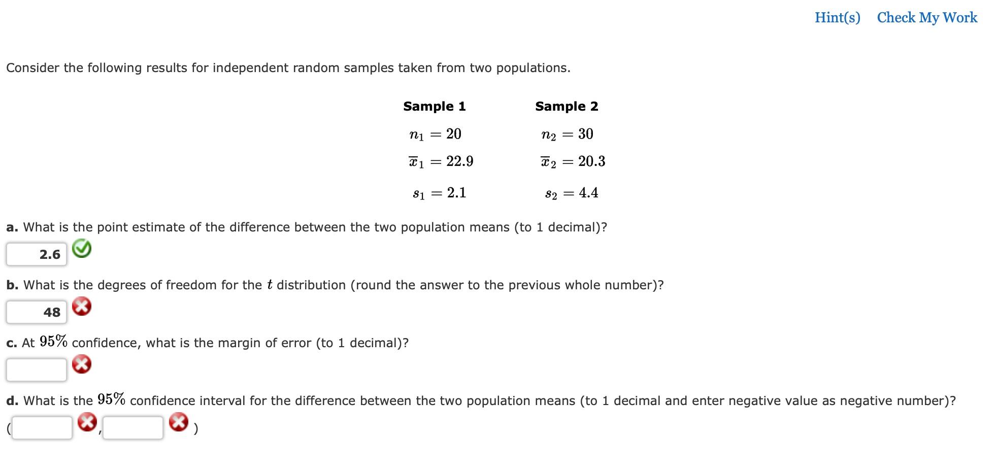 Solved Consider the following results for independent random | Chegg.com