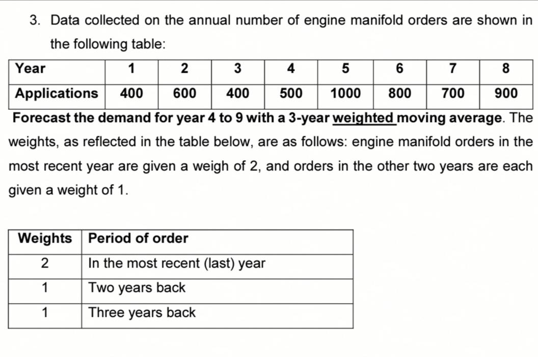 Solved 3. Data collected on the annual number of engine | Chegg.com