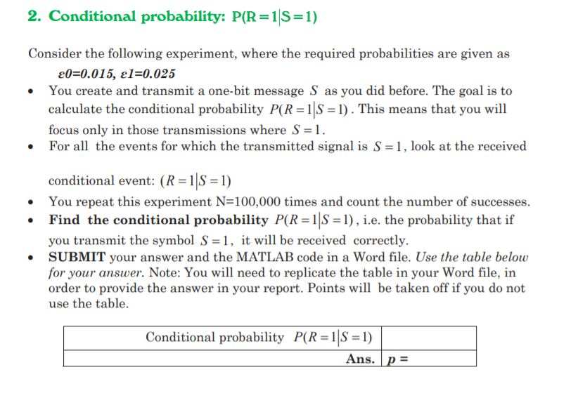 2. Conditional probability: P(R=1 S=1) Consider the | Chegg.com
