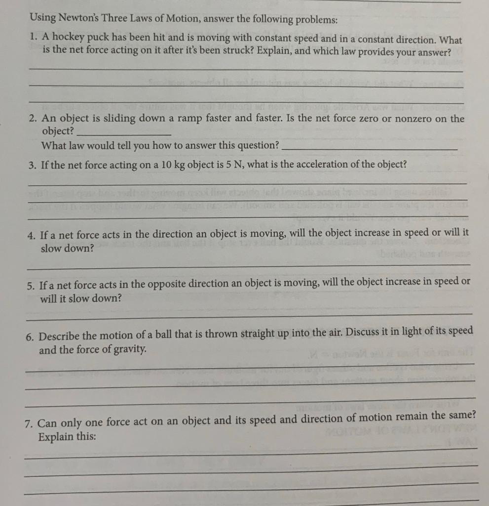 Solved Using Newton's Three Laws of Motion, answer the | Chegg.com