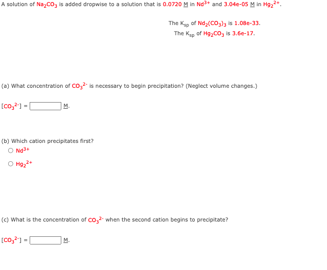 Solved A solution of Na2CO3 is added dropwise to a solution | Chegg.com