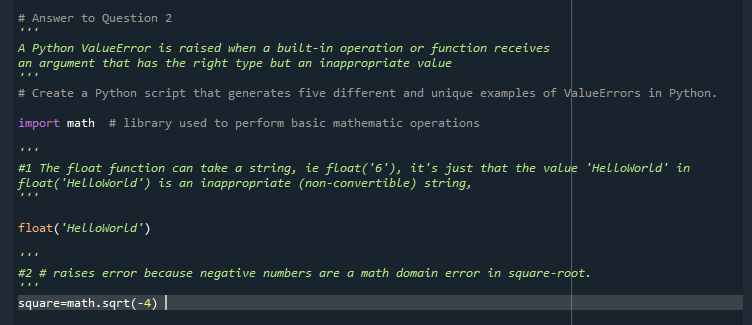 Please help one question about: Python Value Error | Chegg.com