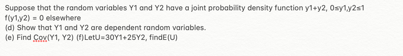 Solved Suppose that the random variables Y1 and Y2 have a | Chegg.com
