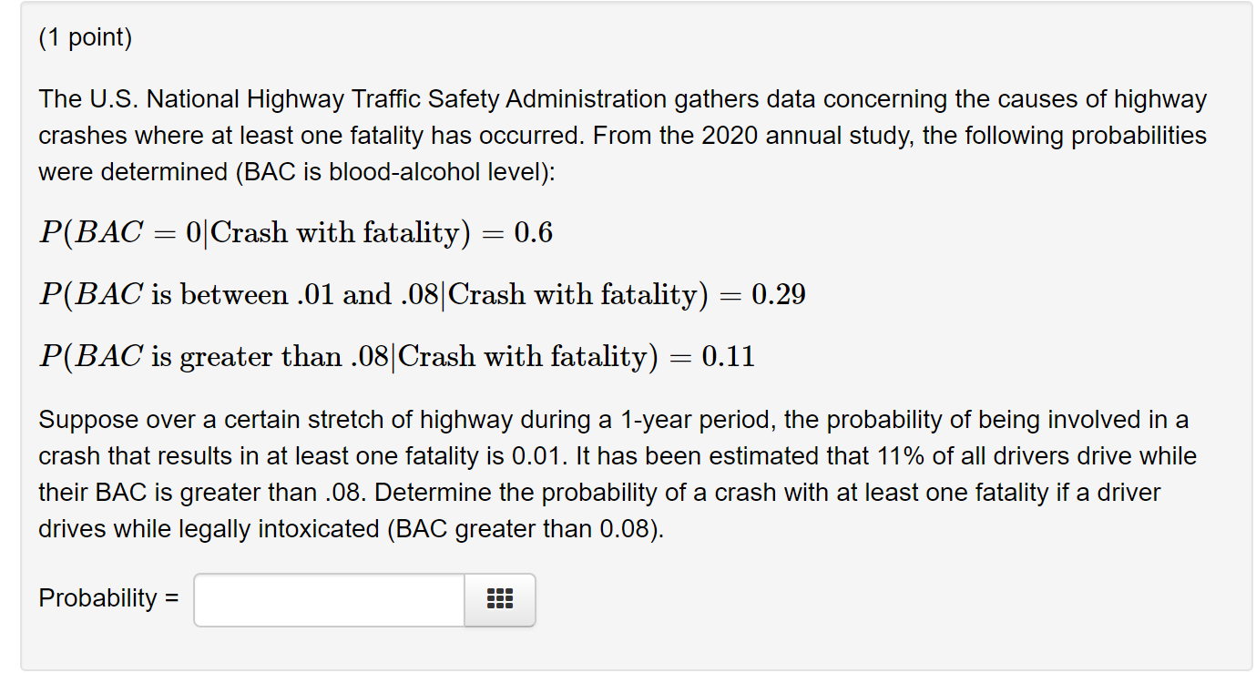 Solved The U.S. National Highway Traffic Safety | Chegg.com