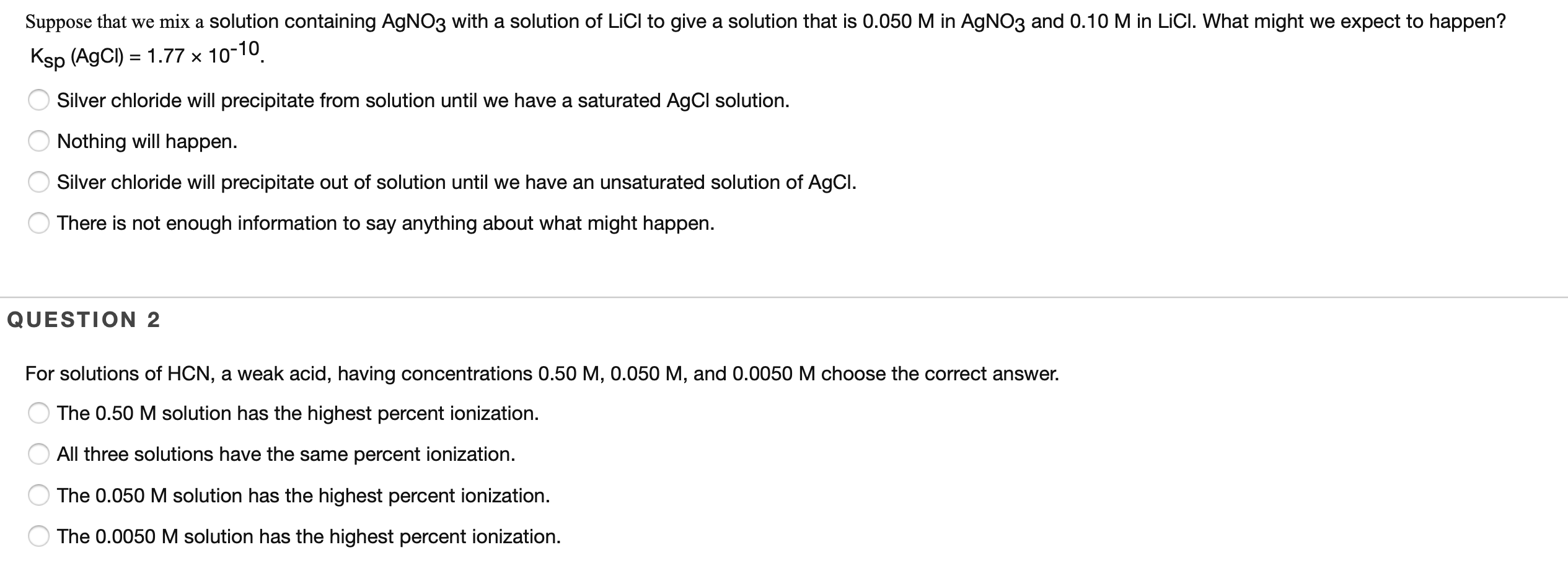 Solved Suppose that we mix a solution containing AgNO3 with | Chegg.com