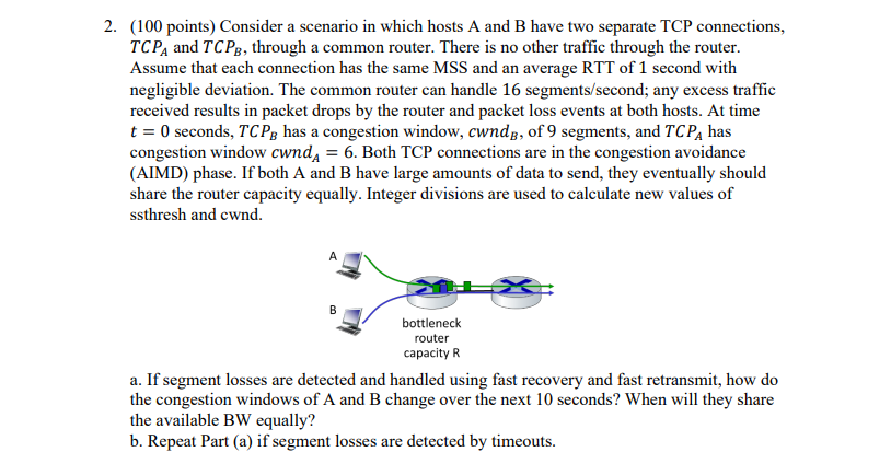 Solved (100 points) Consider a scenario in which hosts A and | Chegg.com