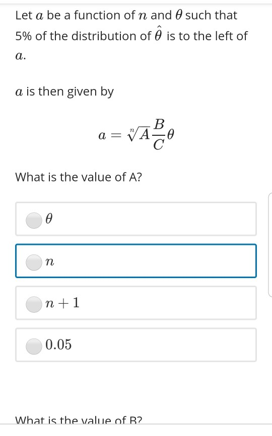 Let a be a function of n and such that 5% of the | Chegg.com