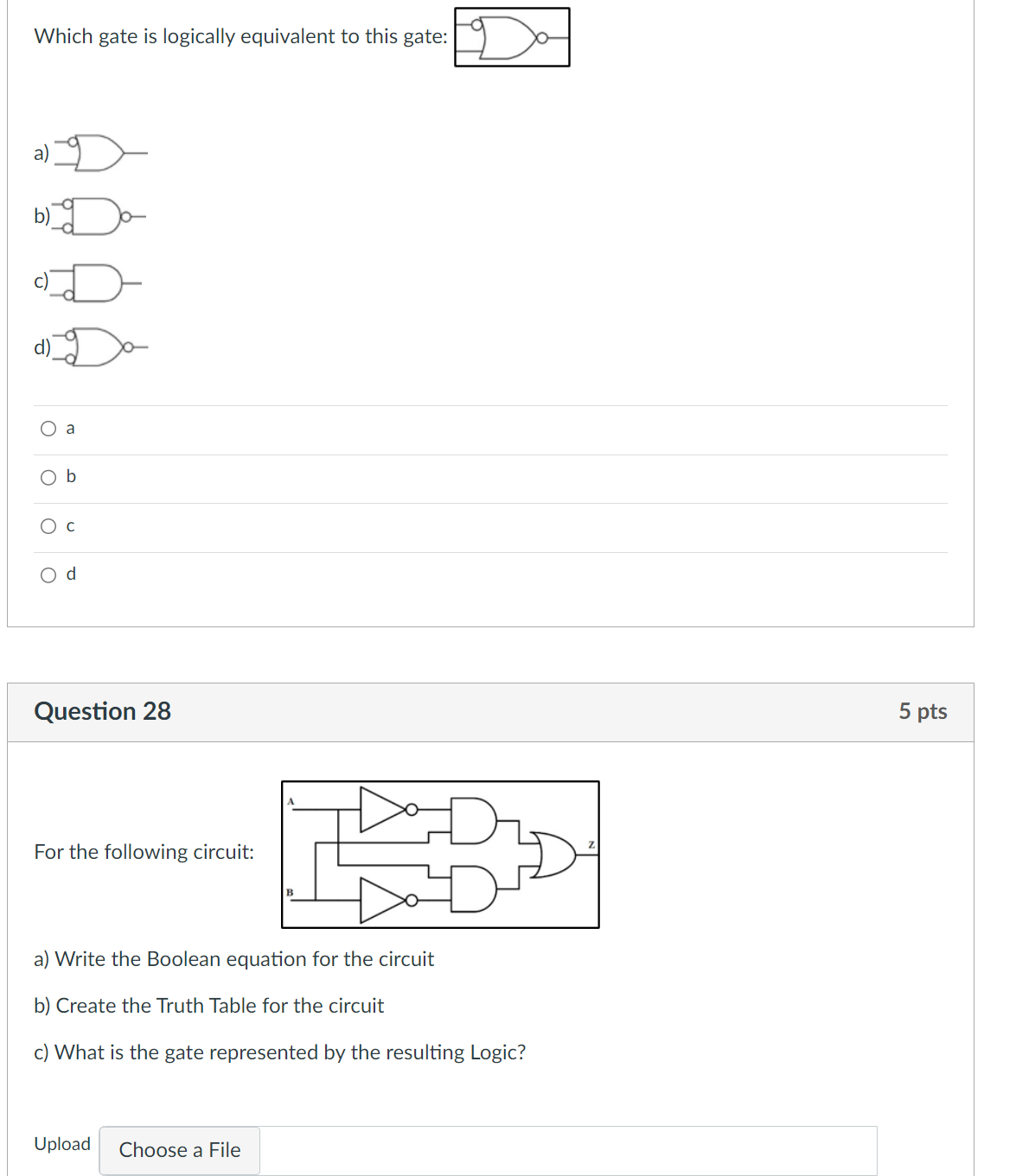 Solved Which gate is logically equivalent to this gat a b C | Chegg.com