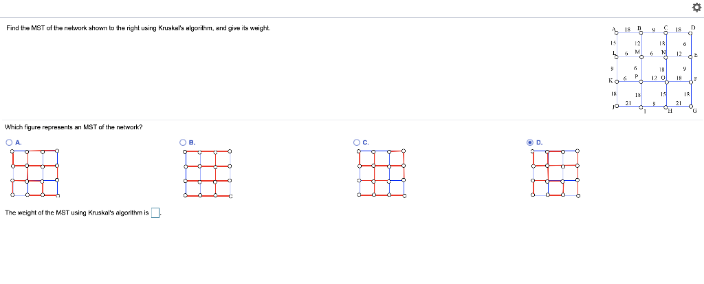 Solved Find the MST of the network shown to the right using | Chegg.com