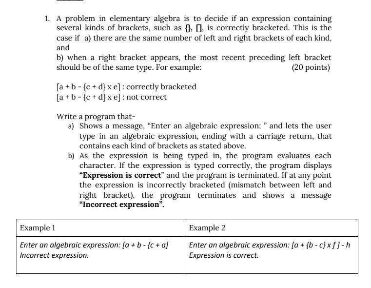 Solved 1. A problem in elementary algebra is to decide if an | Chegg.com