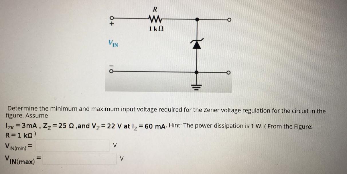 Solved R w 1kΩ VIN Determine the minimum and maximum input | Chegg.com