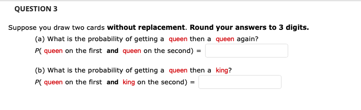 Solved Suppose you draw two cards without replacement. Round | Chegg.com