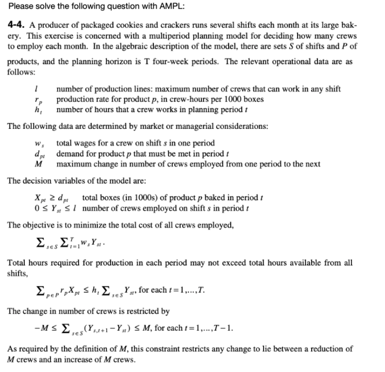 dpt Please solve the following question with AMPL: | Chegg.com