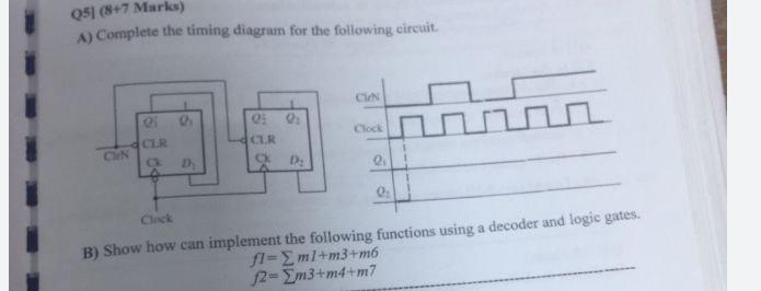 Solved 05] (8+7 Marks) A) Complete the timing diagram for | Chegg.com