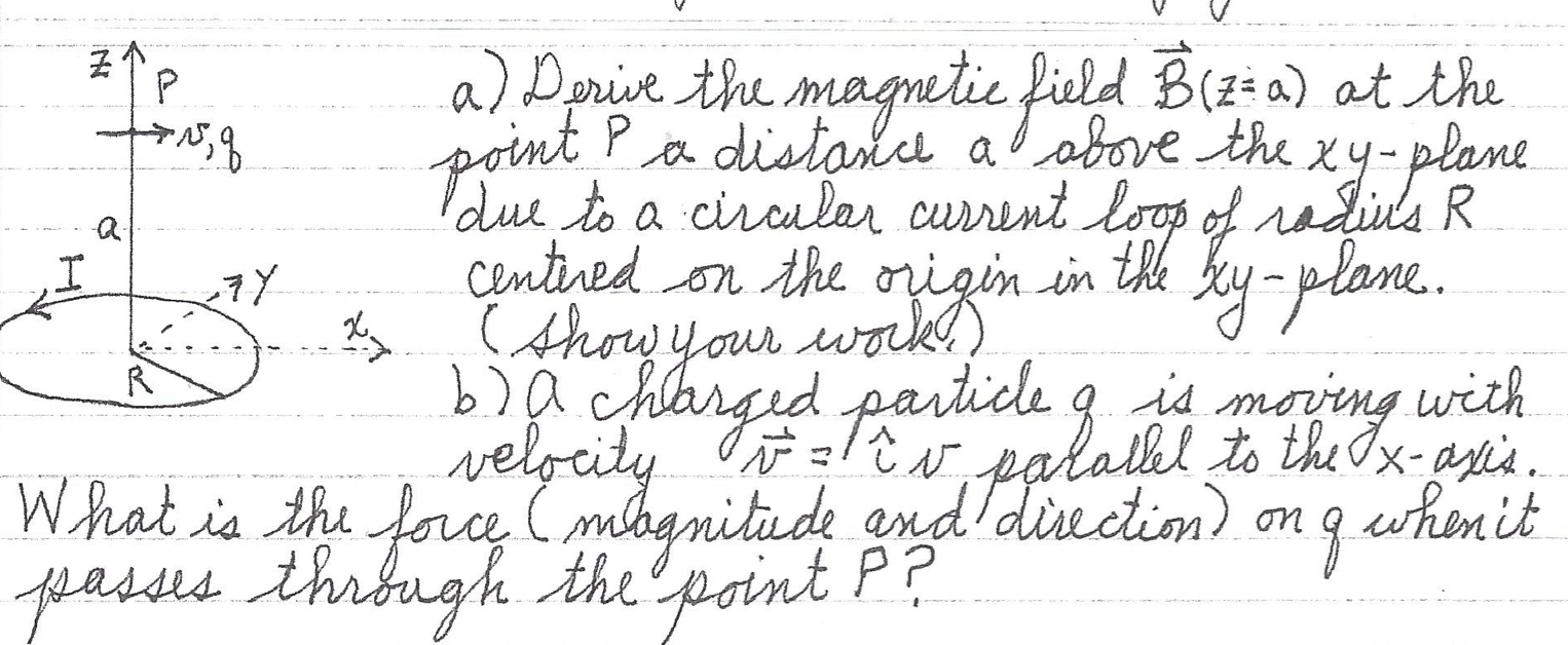 Solved a) Derive the magnetic field B(z=a) at the point P a | Chegg.com