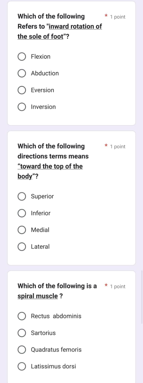 Solved Which of the followingRefers to "inward rotation of | Chegg.com