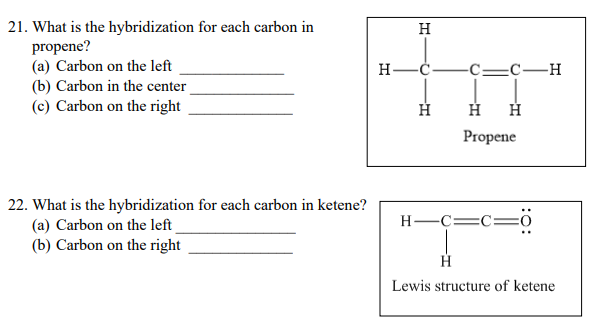 Solved н IT 21. What is the hybridization for each carbon in | Chegg.com