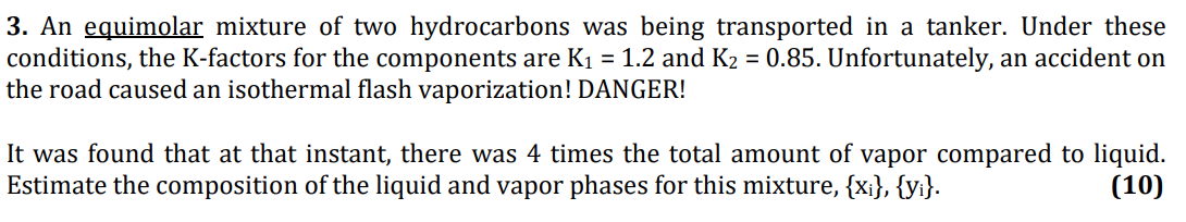 Solved An equimolar mixture of two hydrocarbons was being | Chegg.com
