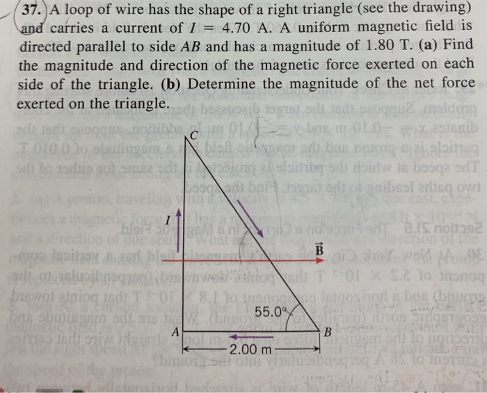 Solved 37. A loop of wire has the shape of a right triangle | Chegg.com