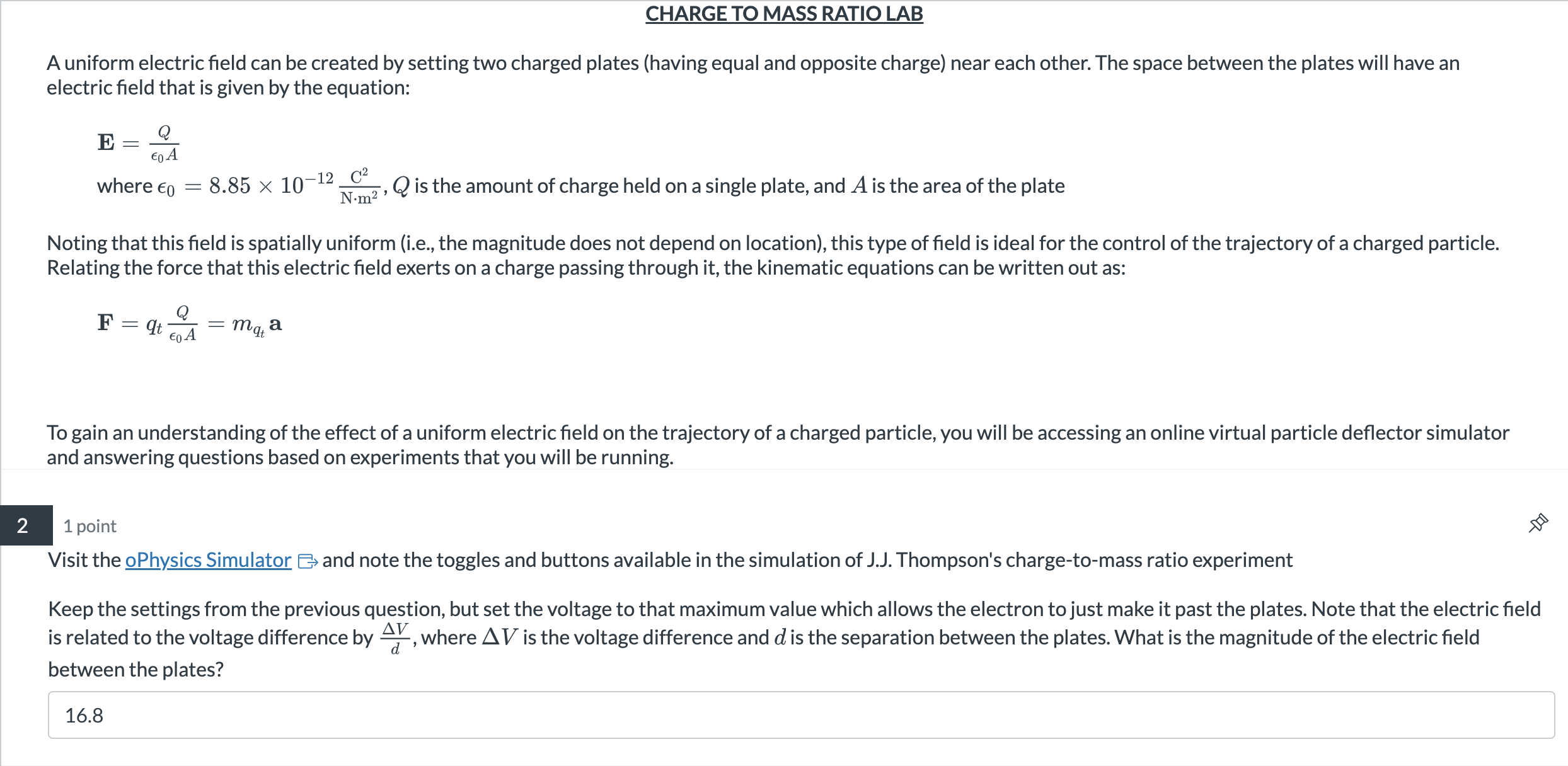 Visit the oPhysics Simulator ⇄ ﻿and note the toggles | Chegg.com