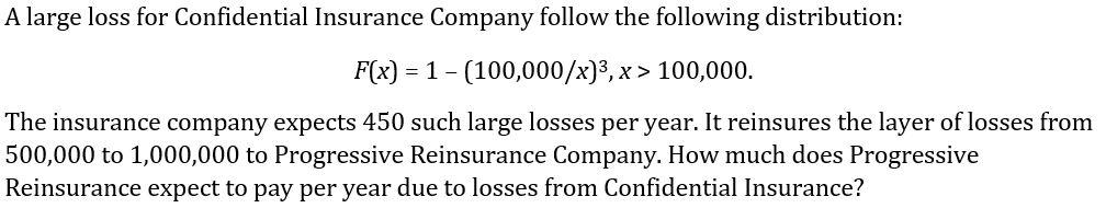 Solved A large loss for Confidential Insurance Company | Chegg.com