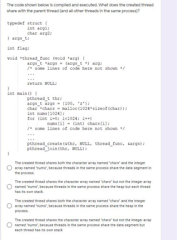 Solved The code shown below is compiled and executed. What | Chegg.com