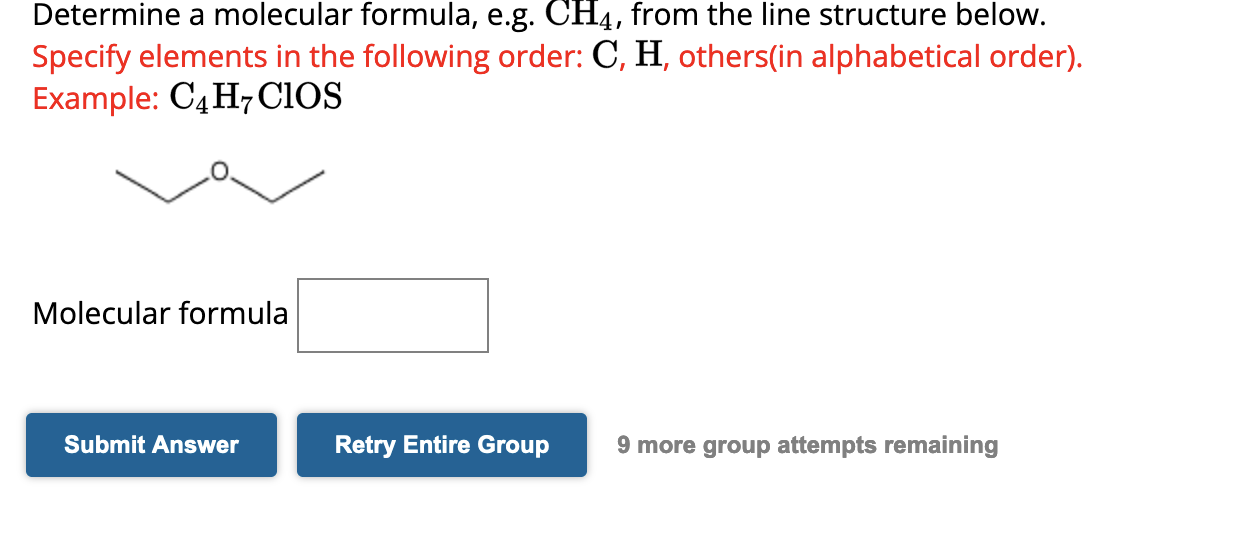 Solved Determine a molecular formula, e.g. CH4, from the | Chegg.com