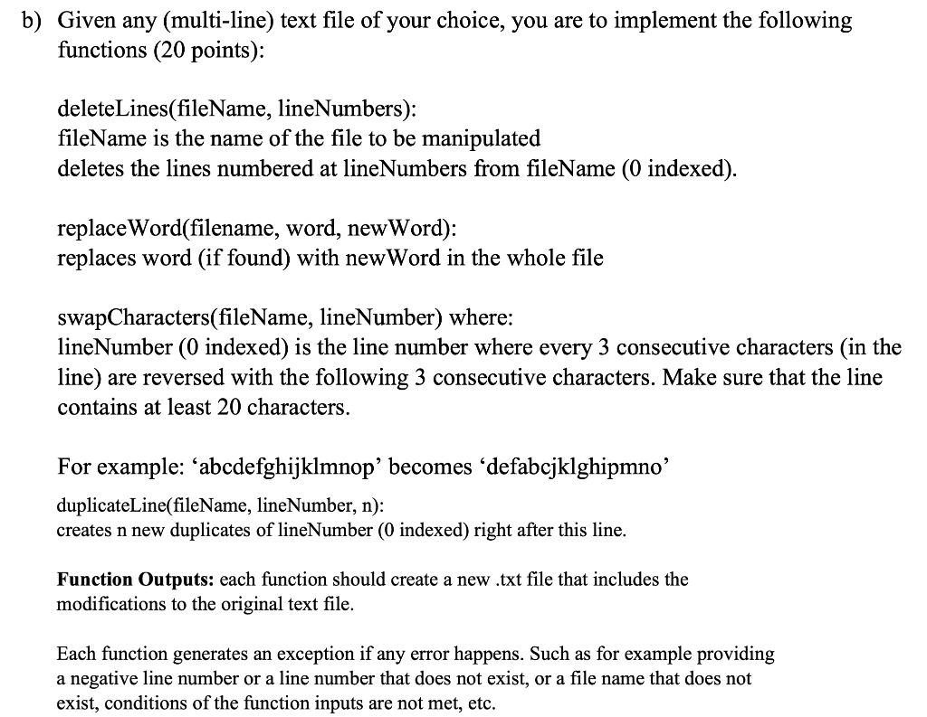 Solved B Given Any Multi Line Text File Of Your Choice