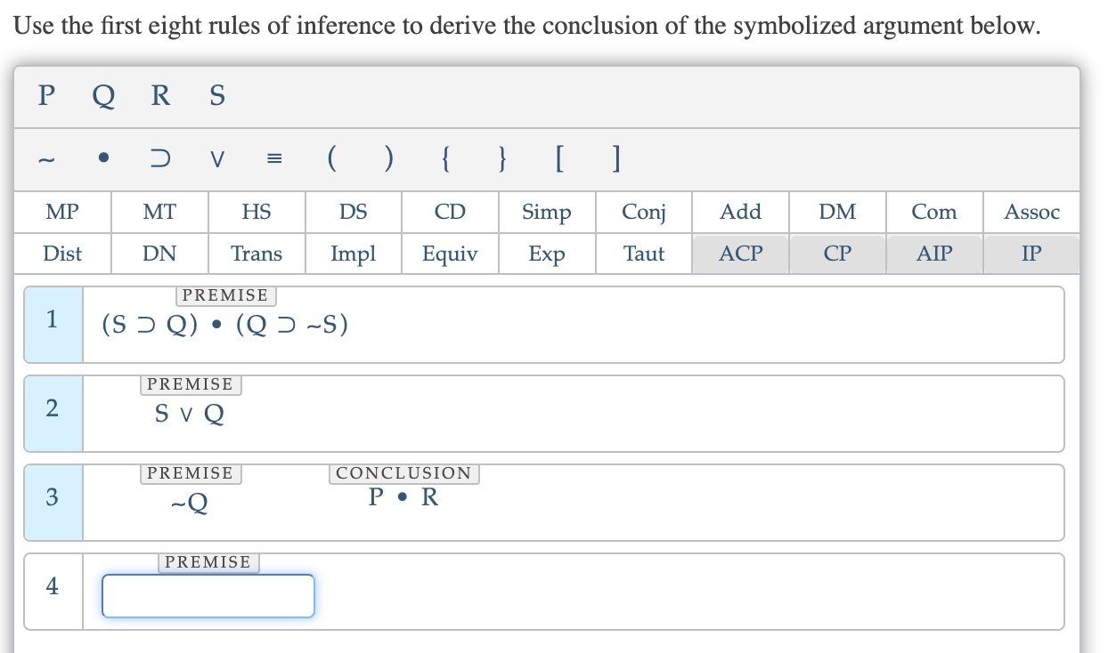 Use the first eight rules of inference to derive the | Chegg.com