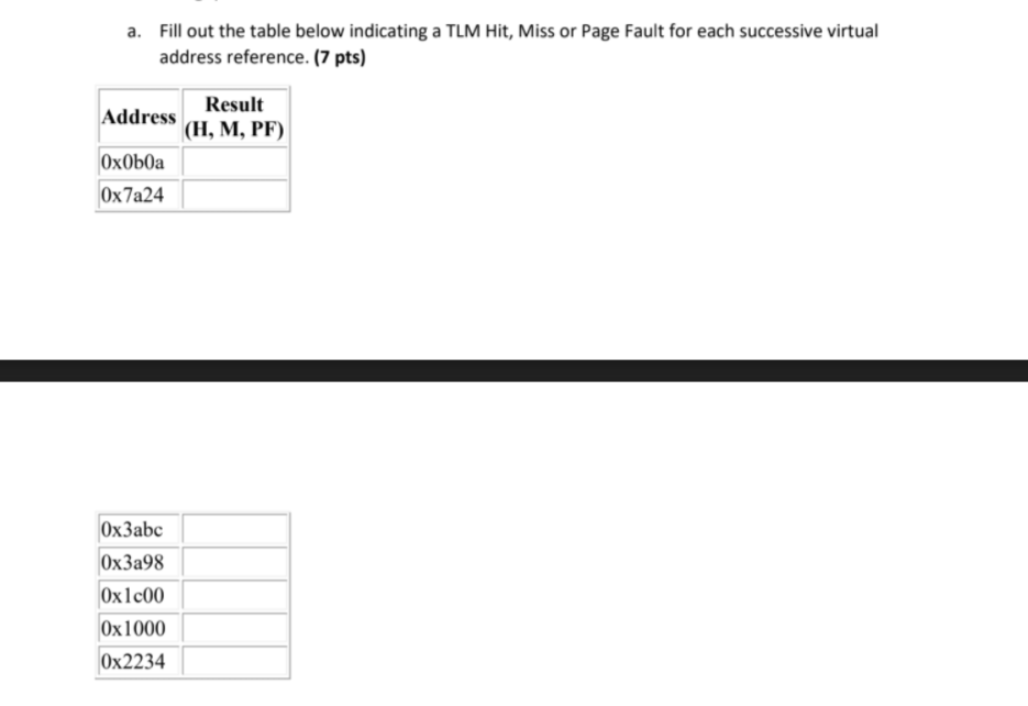 The following list is a stream of virtual addresses | Chegg.com