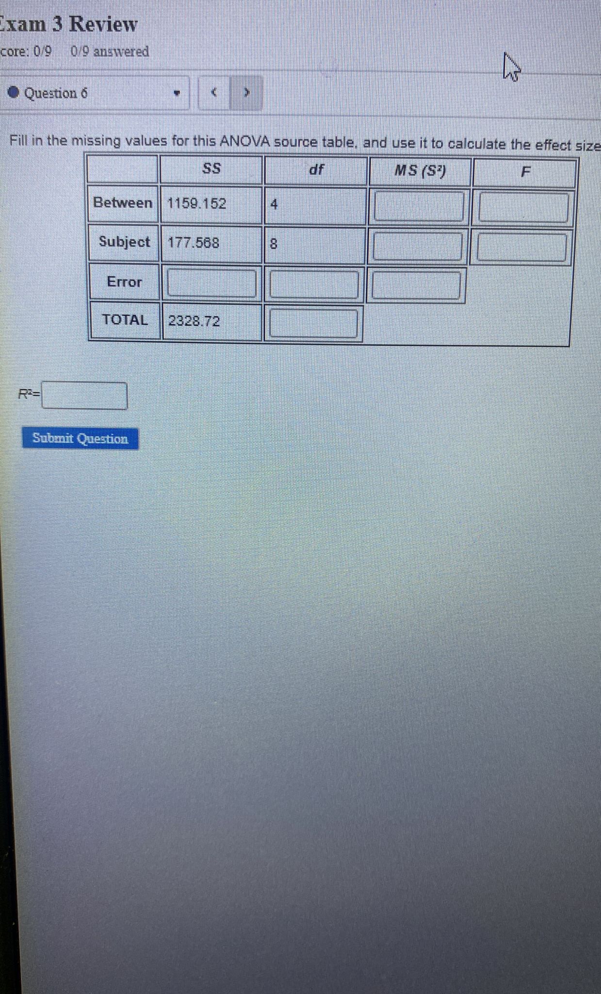 Fill In The Missing Values For This Anova Source 
