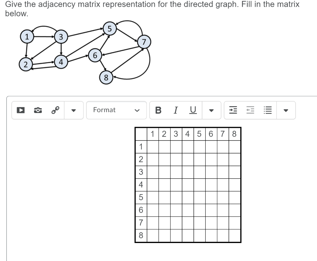 Solved Give the adjacency matrix representation for the | Chegg.com