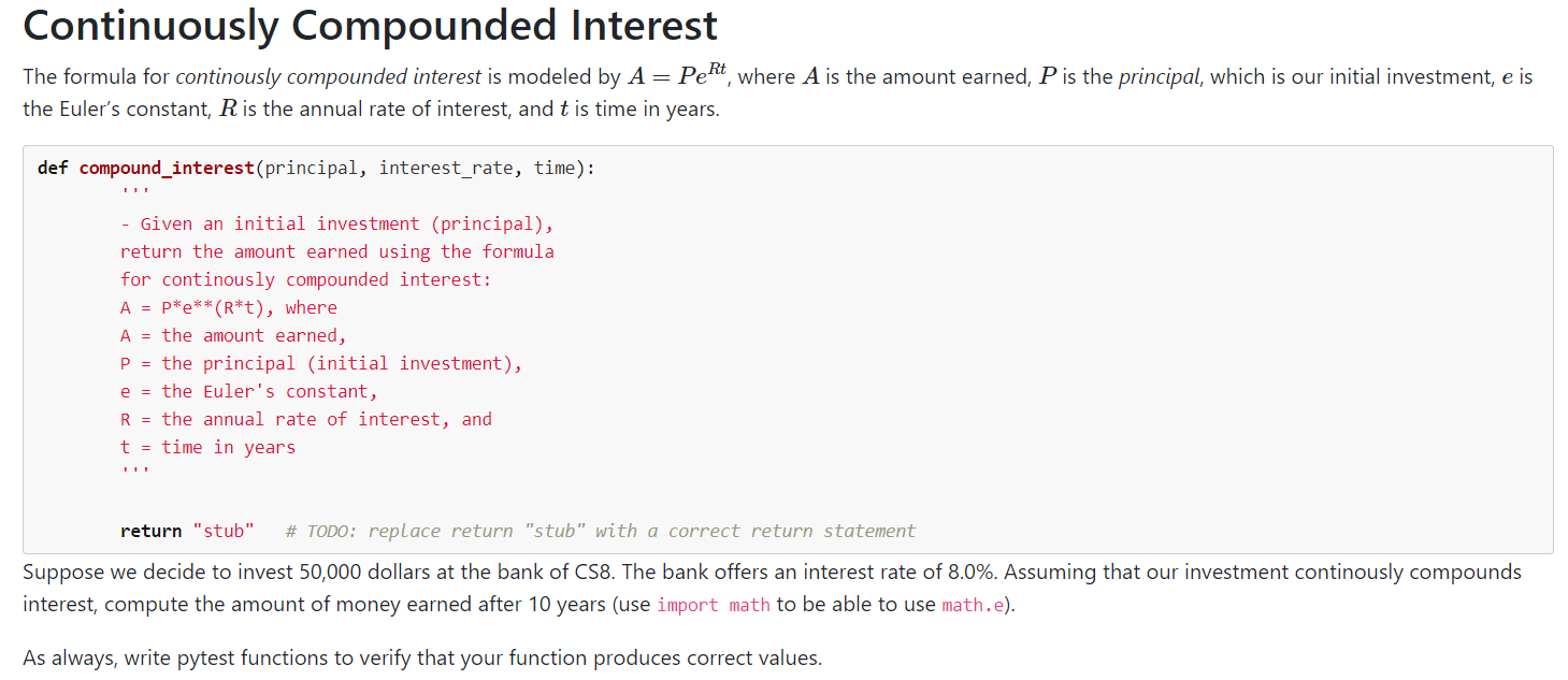Solved Continuously Compounded Interest The formula for | Chegg.com