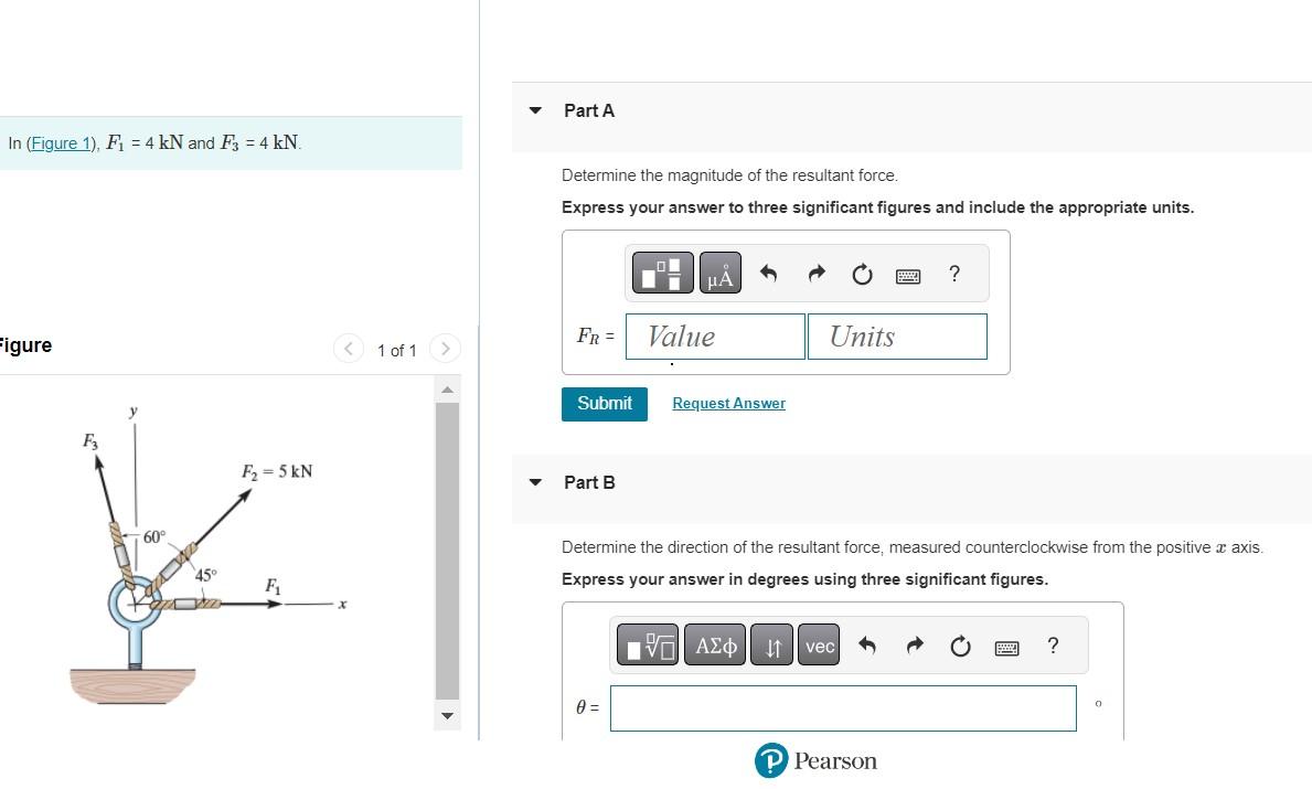 Solved In (Figure 1), F1=4kN and F3=4kN. Determine the | Chegg.com