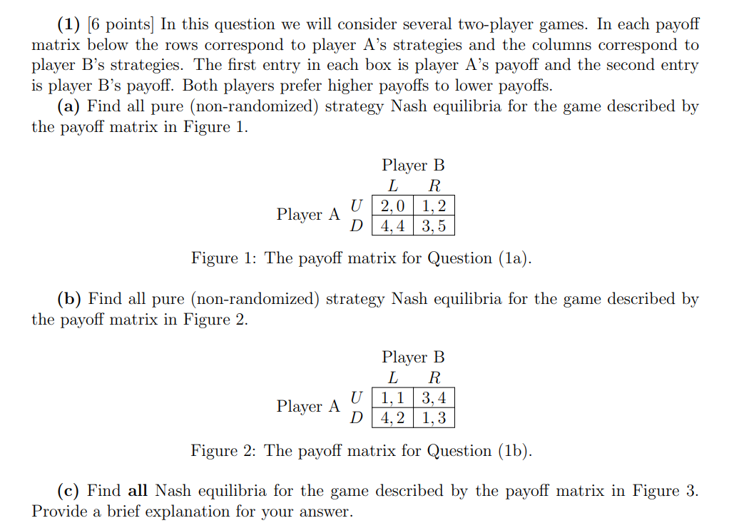 Solved (1) [6 points ] In this question we will consider | Chegg.com